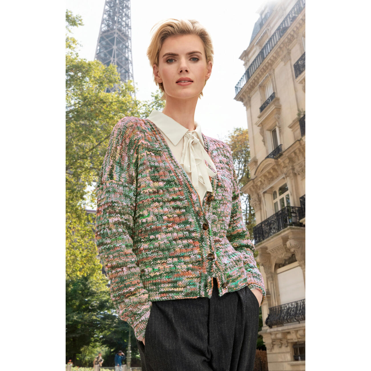 Anleitung 413/4, Jacke aus Merino-Print von Junghans-Wolle, 1 versch ...